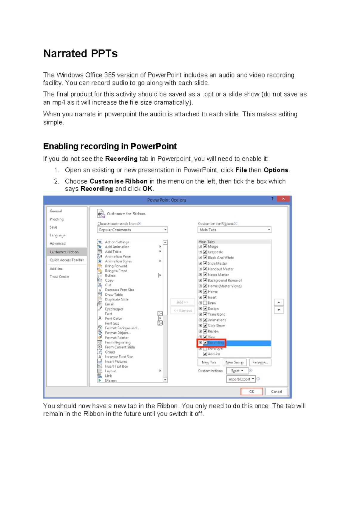 Student Guide - Creating a Narrated PPT - Narrated PPTs The Windows ...