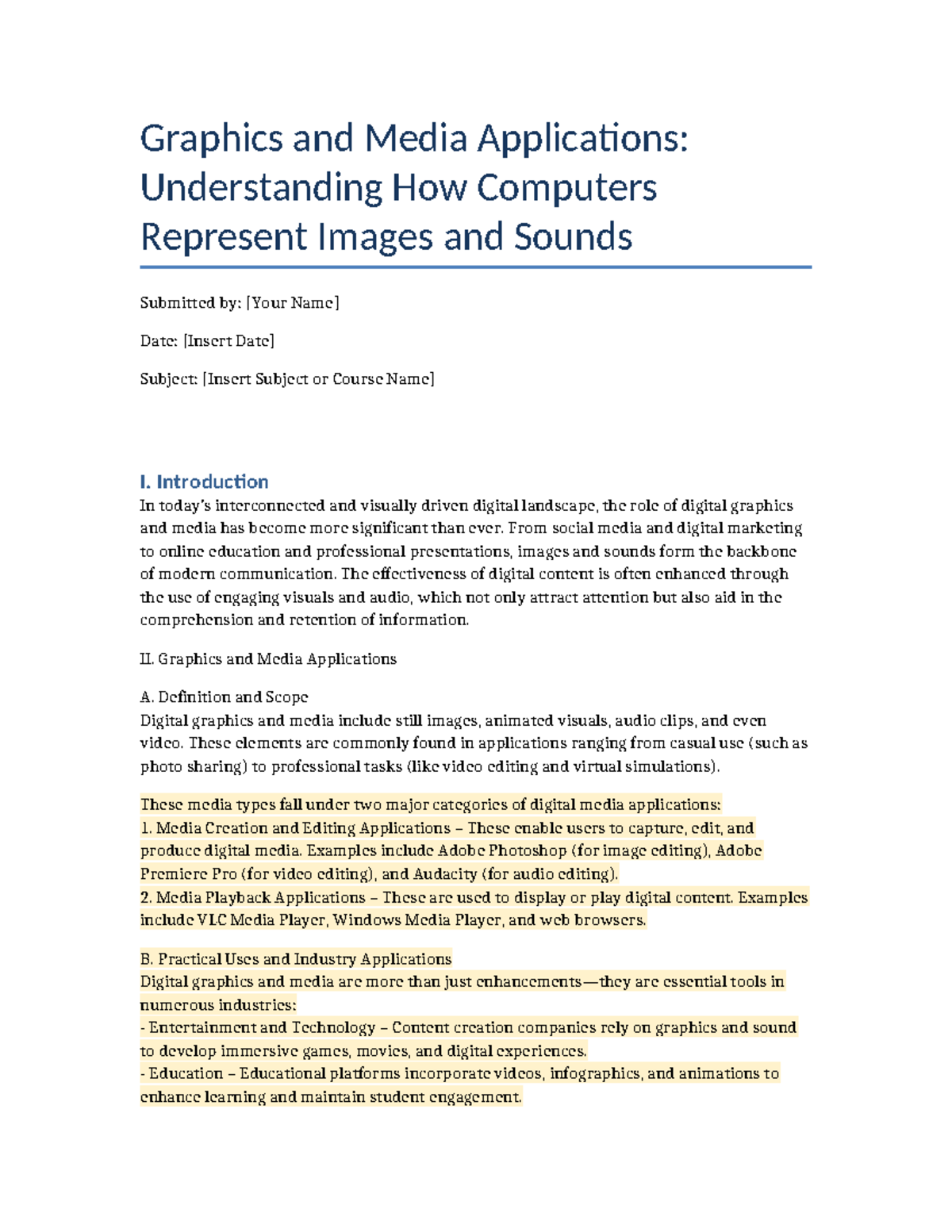 Graphics and Media Applications: Understanding Digital Media (Course ...