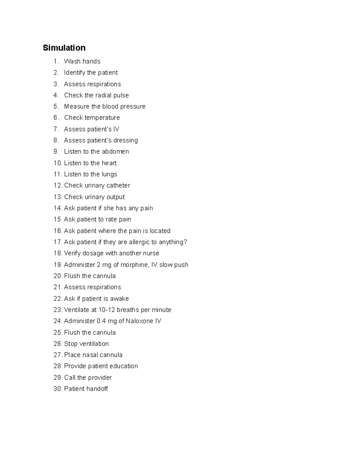 Doris Bowman vSim Simulation & SBAR Feedback Overview - Studocu