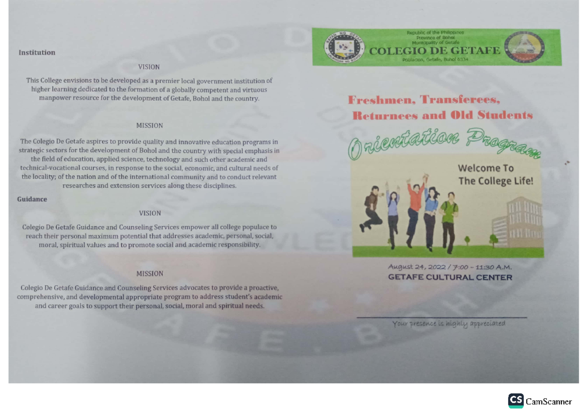 CDG Orientation Program 2022 - grade 9 mapeh - CamScanner CamScanner - Studocu