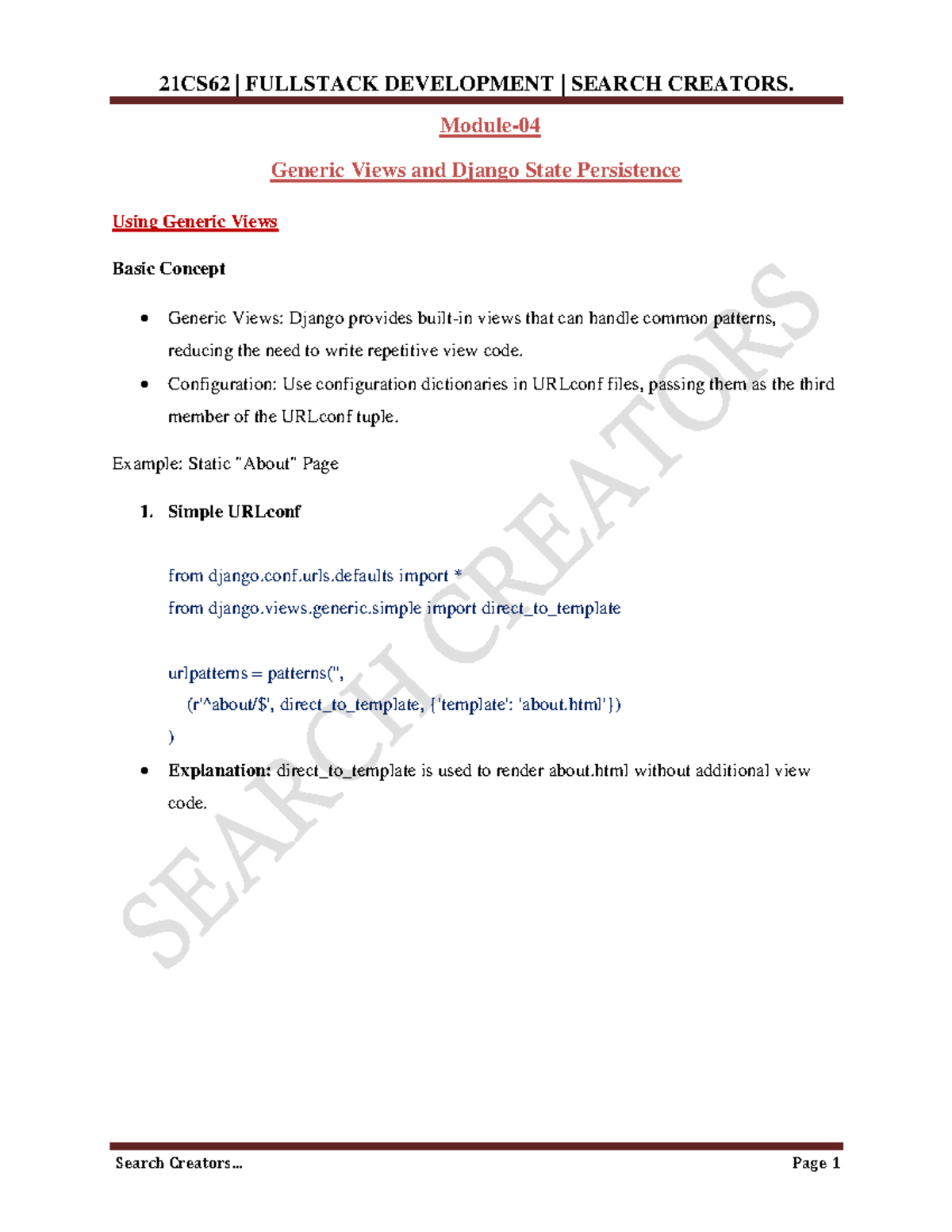 Module-04 FSD: Generic Views & Django State Persistence Overview - Studocu Module-04 FSD: Generic Views & Django State Persistence Overview - Studocu