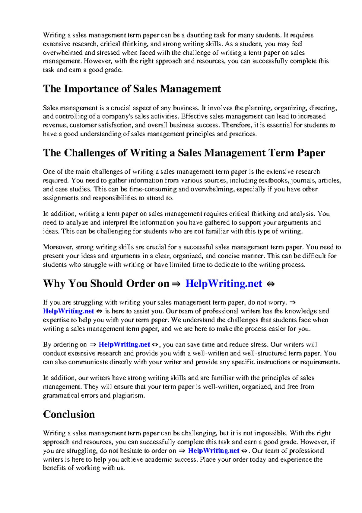Sales management term paper - It requires extensive research, critical ...