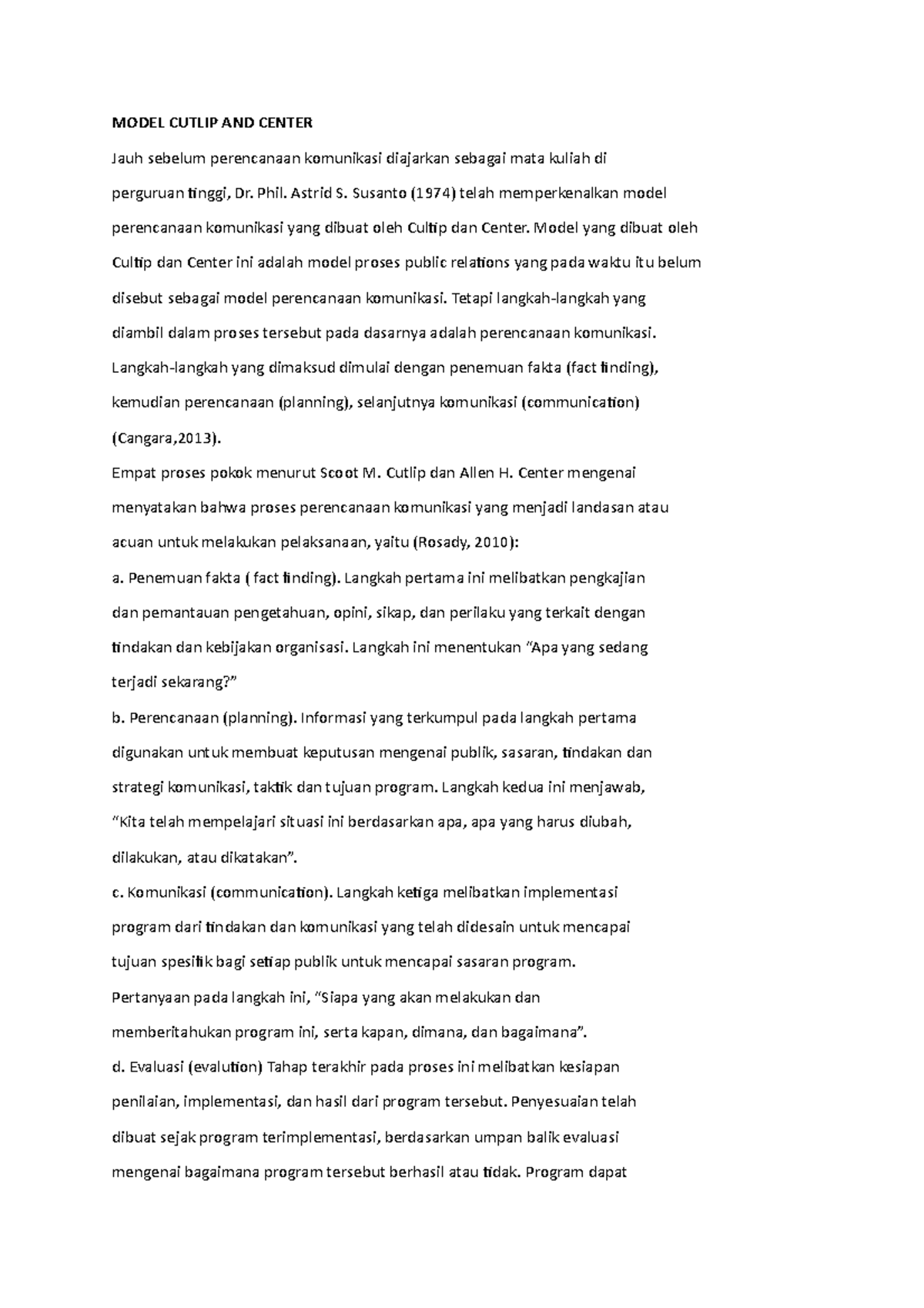 Model Cutlip & Center dan Philip Lesly dalam Perencanaan Komunikasi ...