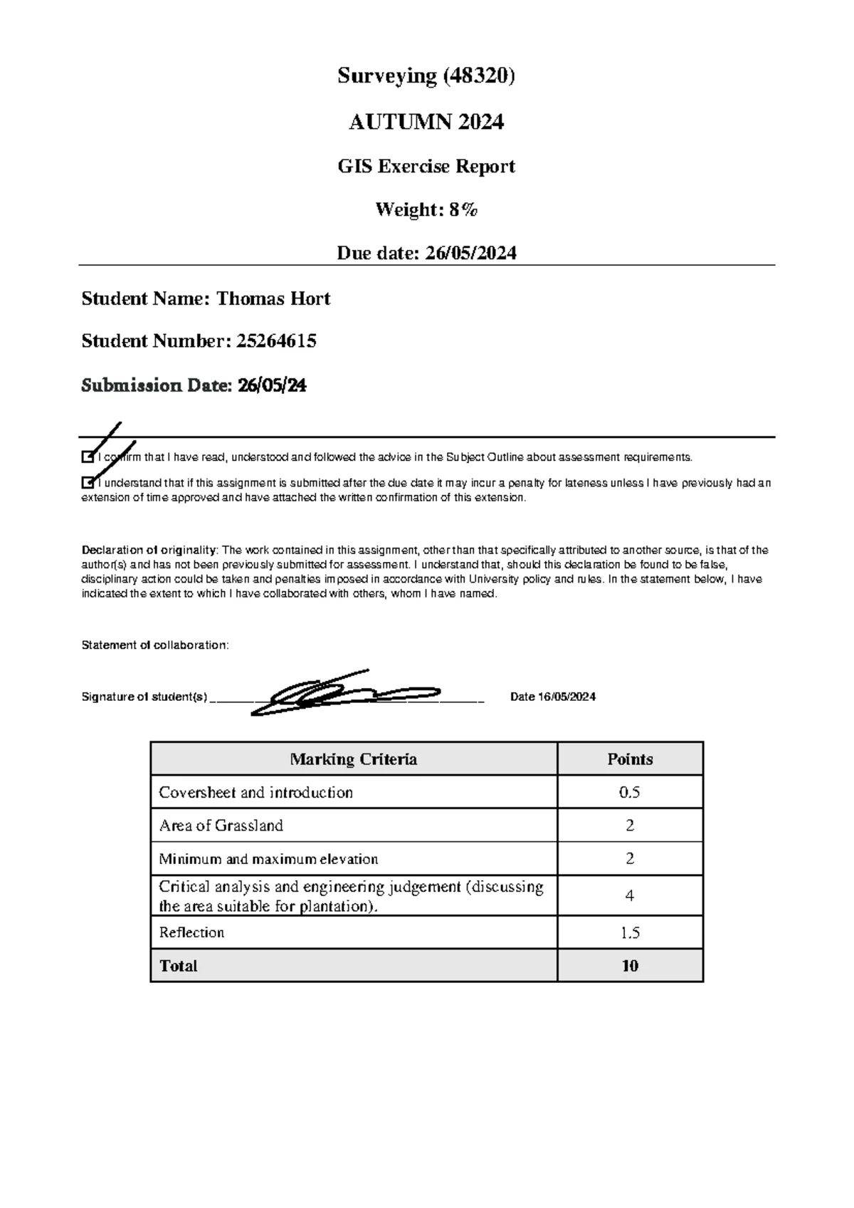 GIS Exercise Report - Analysis of Suitable Plantation Areas (48320 ...