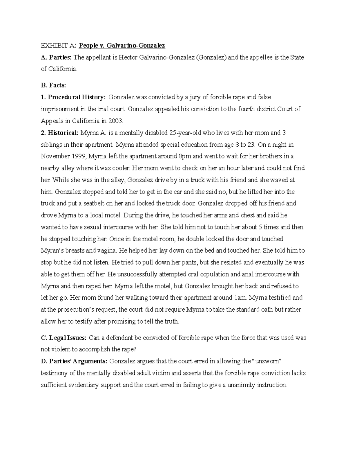 Exhibit A Brief - EXHIBIT A: People v. Galvarino-Gonzalez A. Parties ...