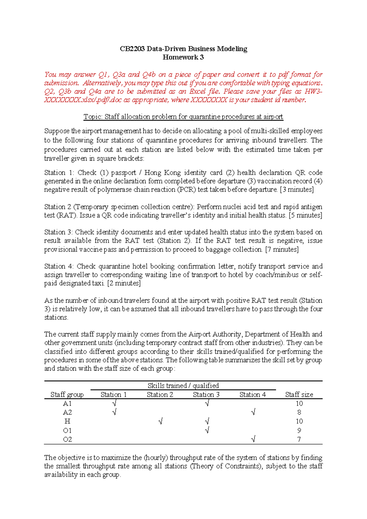 Homework 3 Question - CB2203 Data-Driven Business Modeling Homework 3 ...