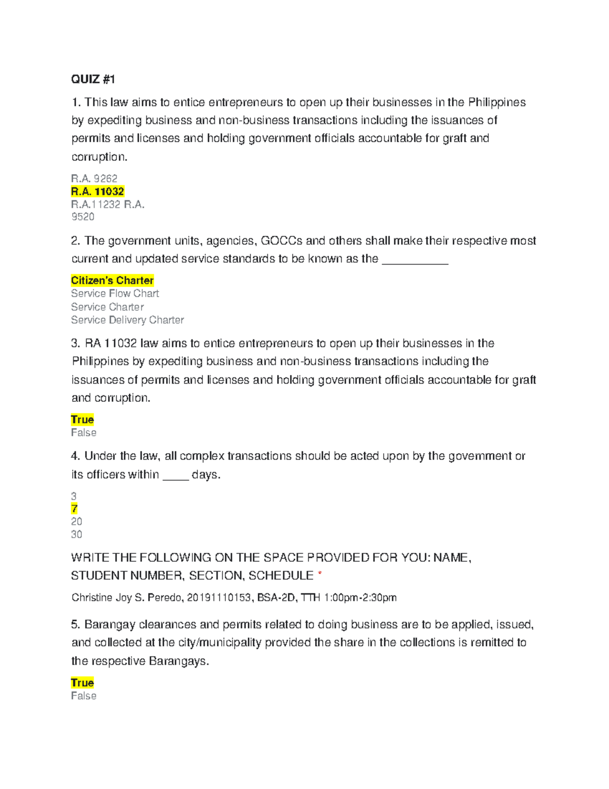 EODB Quiz: Understanding Key Provisions of RA 11032 and Labor Laws ...