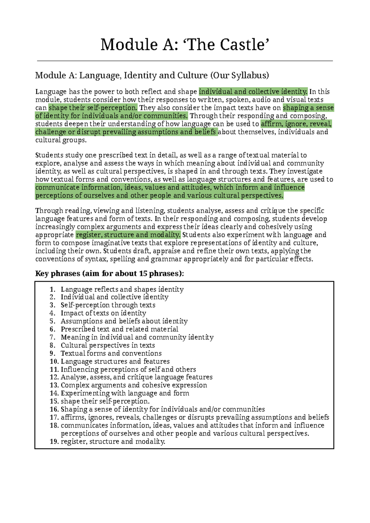 Module A: Language, Identity & Culture - Study Notes & Analysis - Studocu