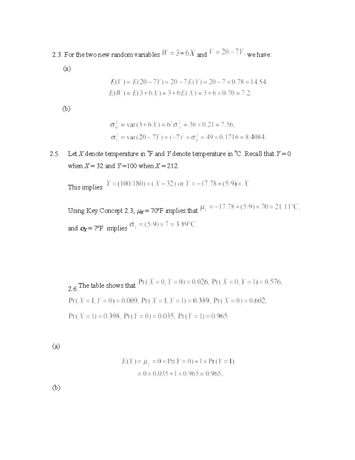 Chapter 2 Solutions - For the two new random variables and we have: (a) (b) Let X denote ...