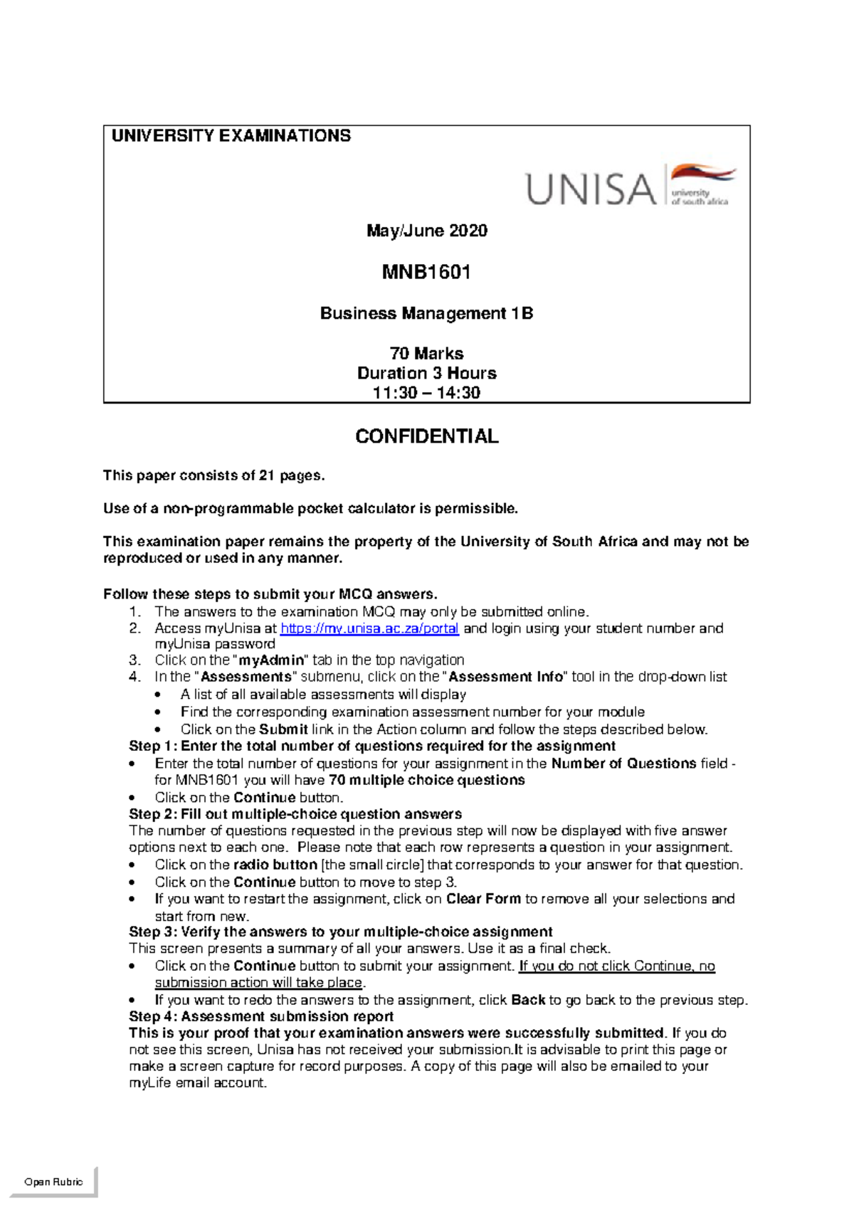 MNB1601 May/June 2020 Exam - Operations & HR Management Questions - Studocu