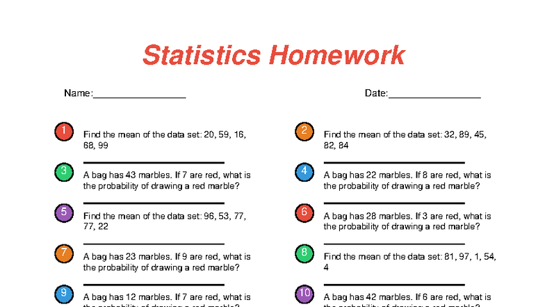 Statistics Homework 5: Mean & Probability Problems - Studocu