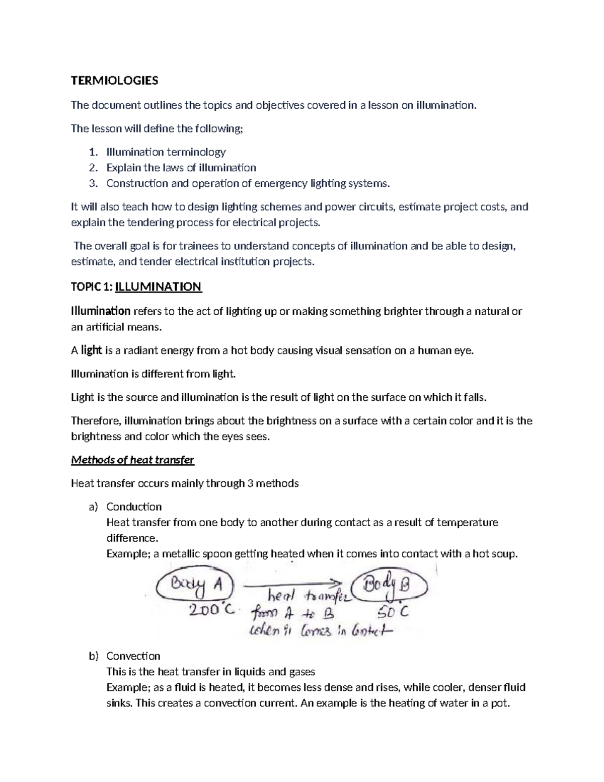 Illumination Terminology and Concepts - EMG 101 Lesson Notes - Studocu