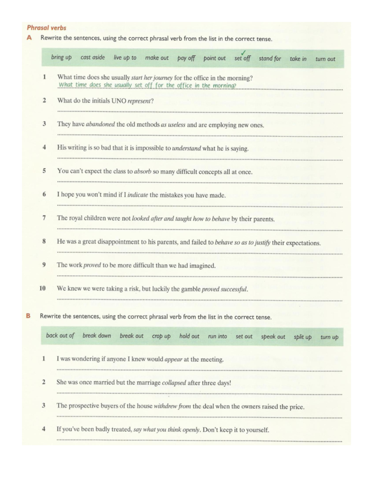 Phrasal Verbs, Idioms, and Collocations: Exercises and Practice - Studocu
