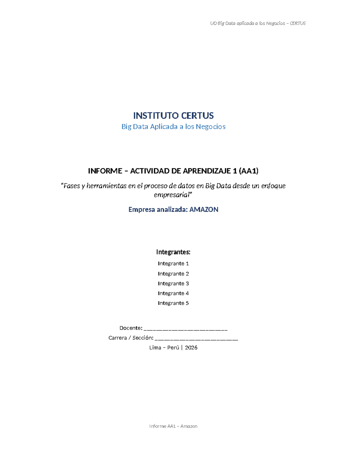 Informe AA1: Big Data Aplicada a Amazon - CERTUS - Studocu