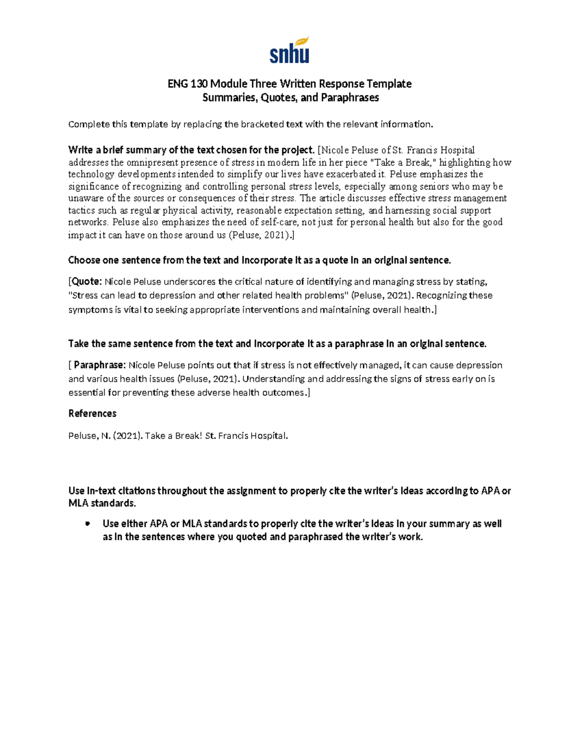 ENG 130 Module 3 Written Response Template and Guidelines - Studocu