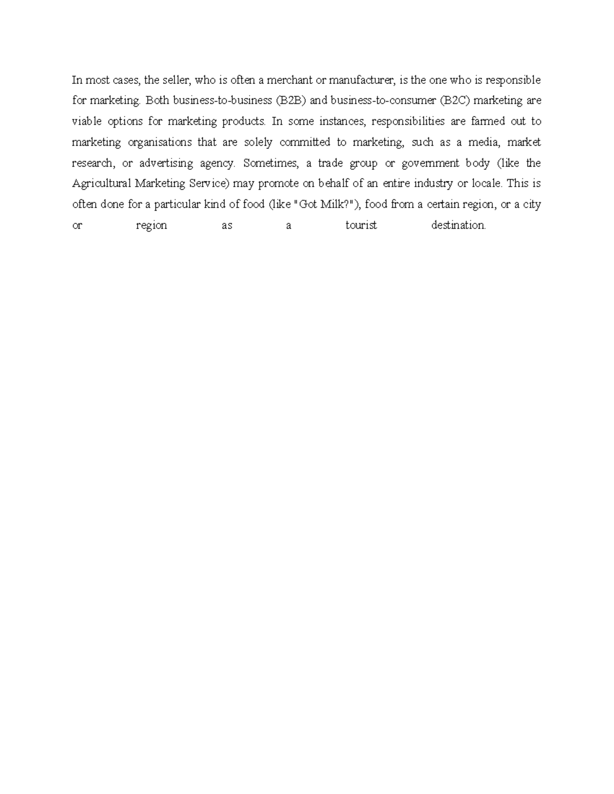 Marketing - In most cases, the seller, who is often a merchant or ...