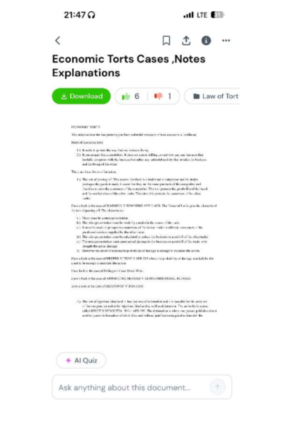 21:47 LTE 31 i Economic Torts: Cases, Principles & Review Notes - Studocu