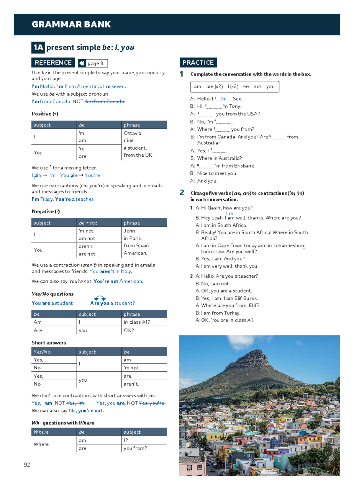 GRAMMAR BANK 1A: Present Simple "Be" Reference Practice - Studocu