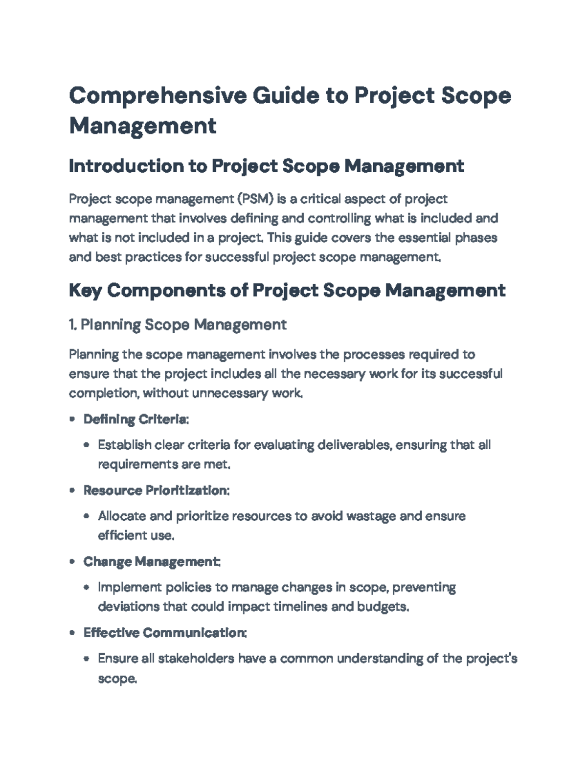 Comprehensive Guide to Project Scope Management (PM101) - Comprehensive ...