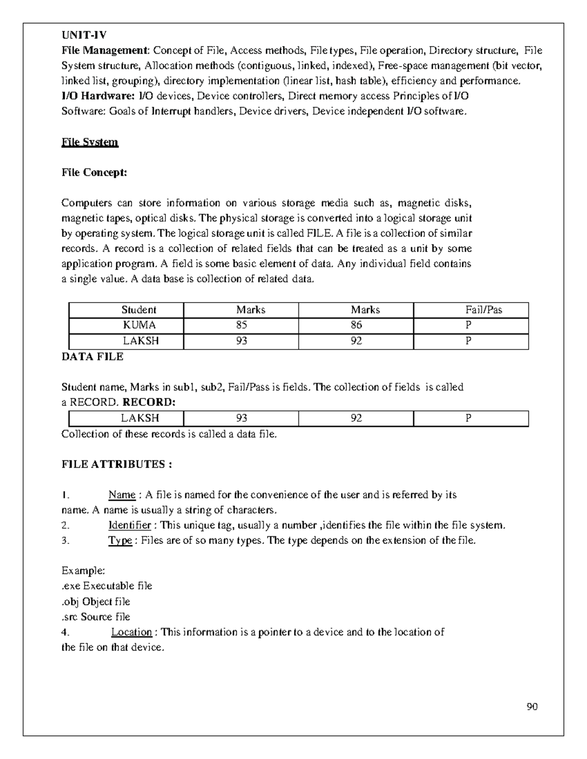 Operating System Concepts - Unit 4: File Management & I/O Hardware ...