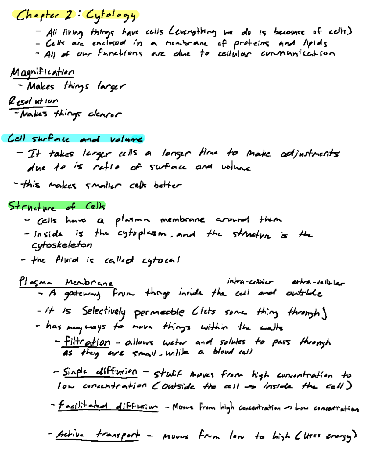 Chapter 2: Cytology Overview and Cell Structure Insights - Studocu