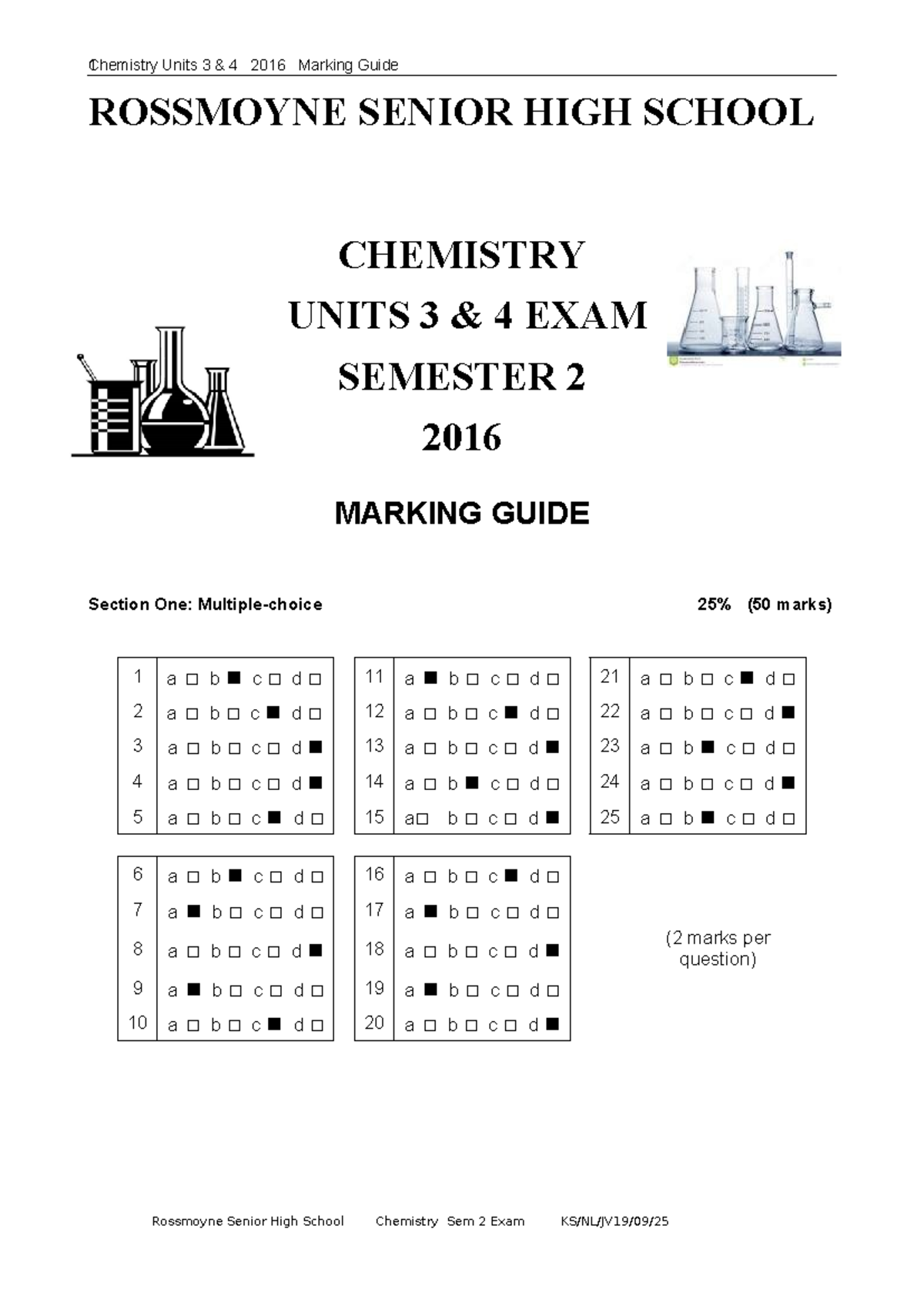 2016 Chemistry Units 3 & 4 Semester 2 Exam Marking Guide - Studocu