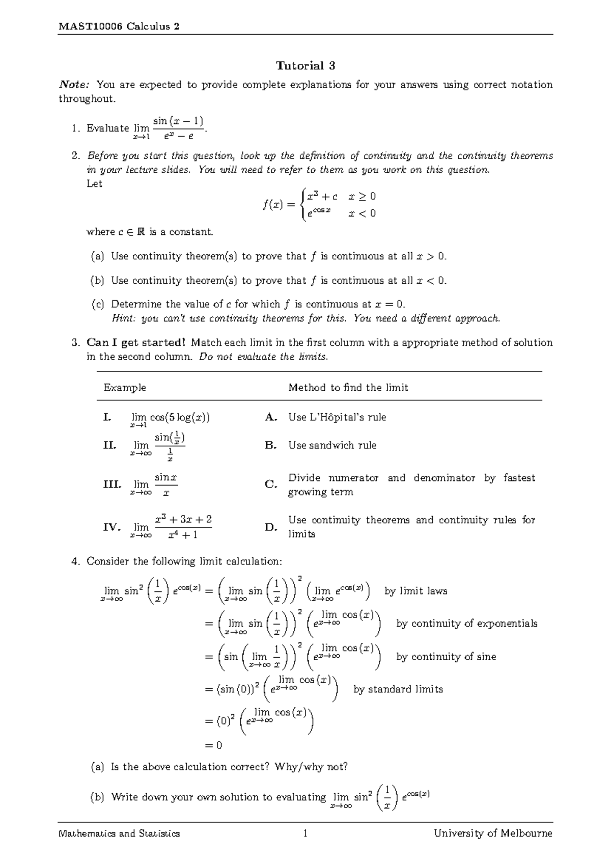 MAST10006 Calculus 2 Week 3 Tutorial Questions & Solutions - Studocu