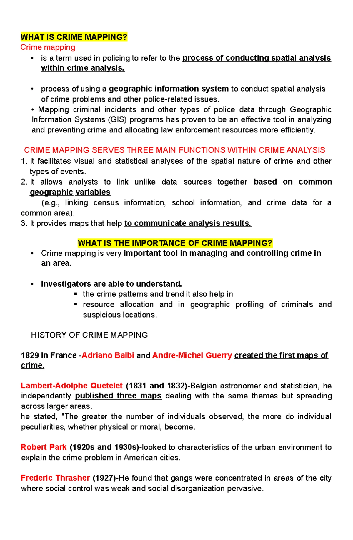 Crime mapping summary-notes.docs - WHAT IS CRIME MAPPING? Crime mapping ...