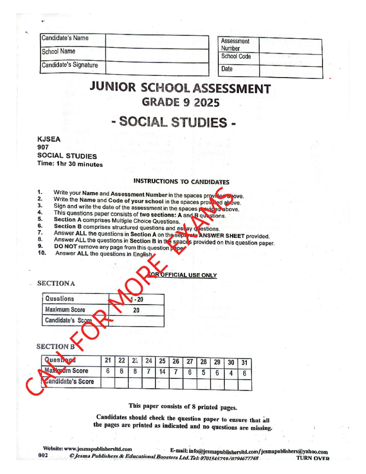 Grade 9 Social Studies Assessment KJSEA 002: Comprehensive Review Guide ...