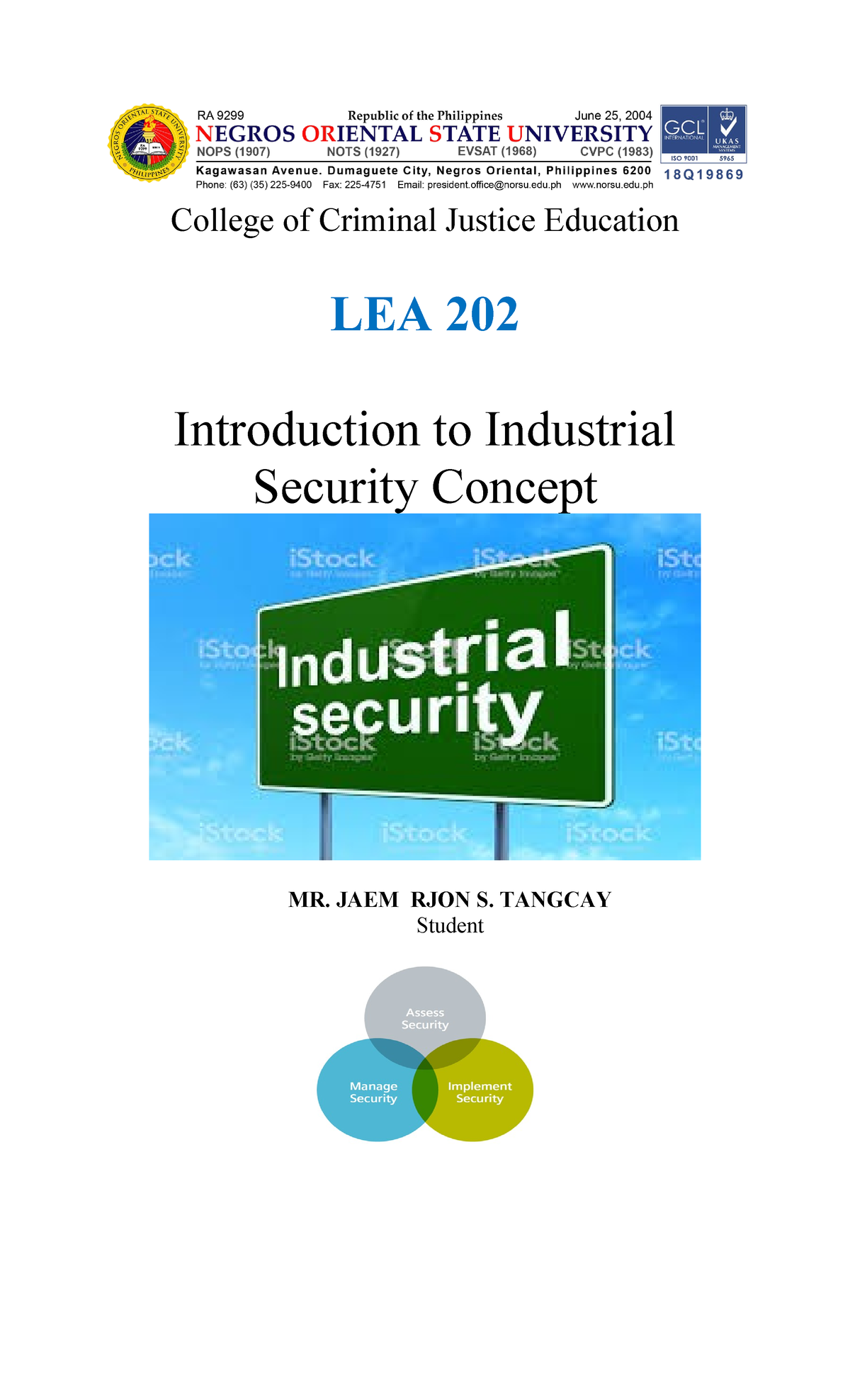 Coverpage (LEA202) - Cover page. - krusty crab - College of Criminal Justice Education LEA 202 ...