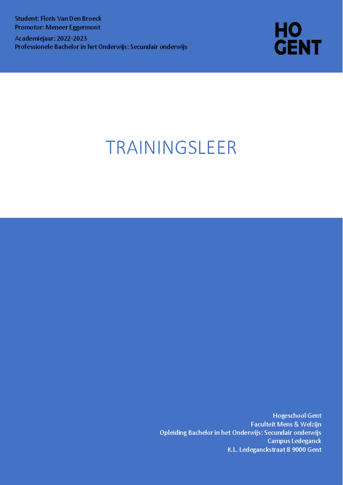 Trainingsleer Herexamen 2022-2023: Evaluatie en Trainingsschema - Studocu