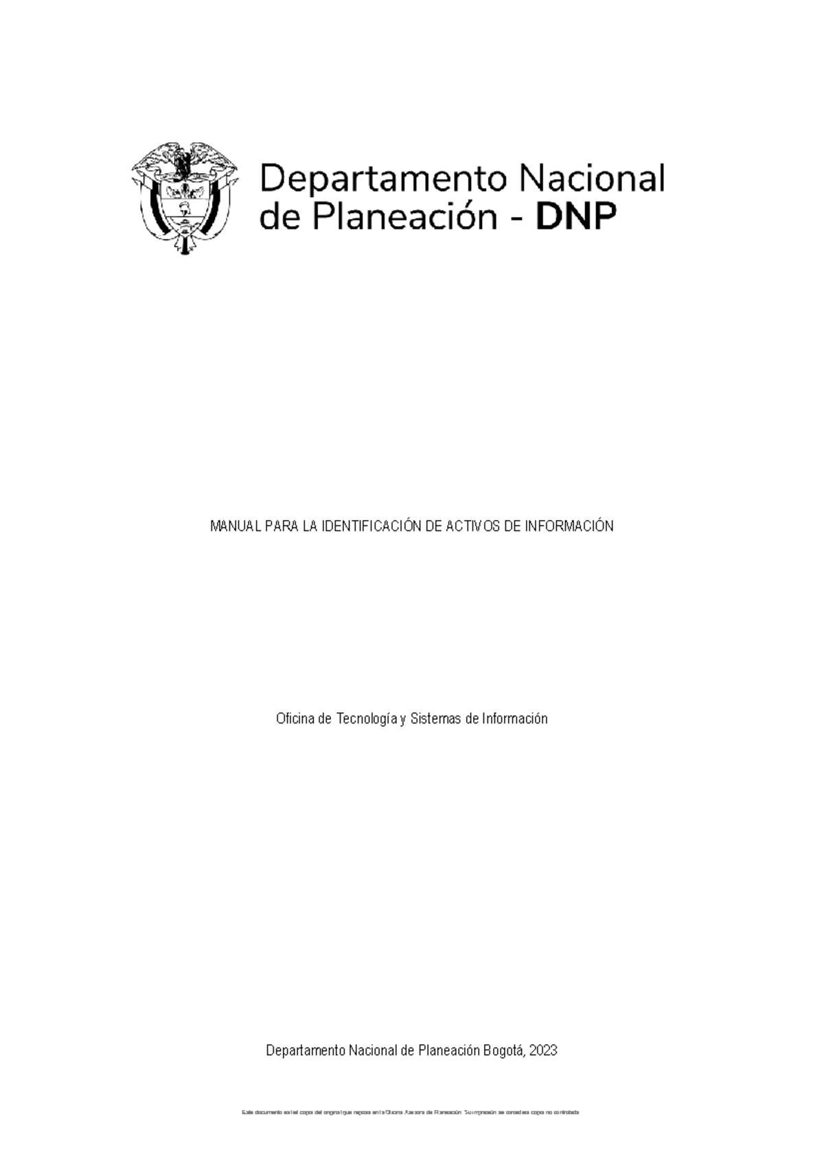 M-PG-13 Manual de Identificación de Activos de Información DNP - Studocu