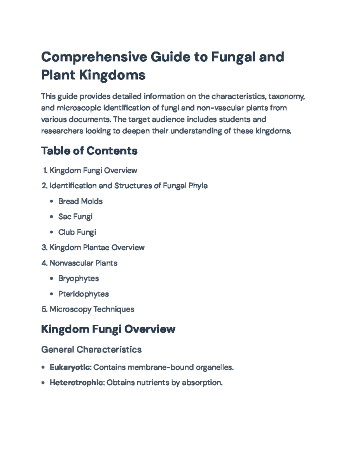 Comprehensive Guide to Fungi and Plant Kingdoms for Students ...
