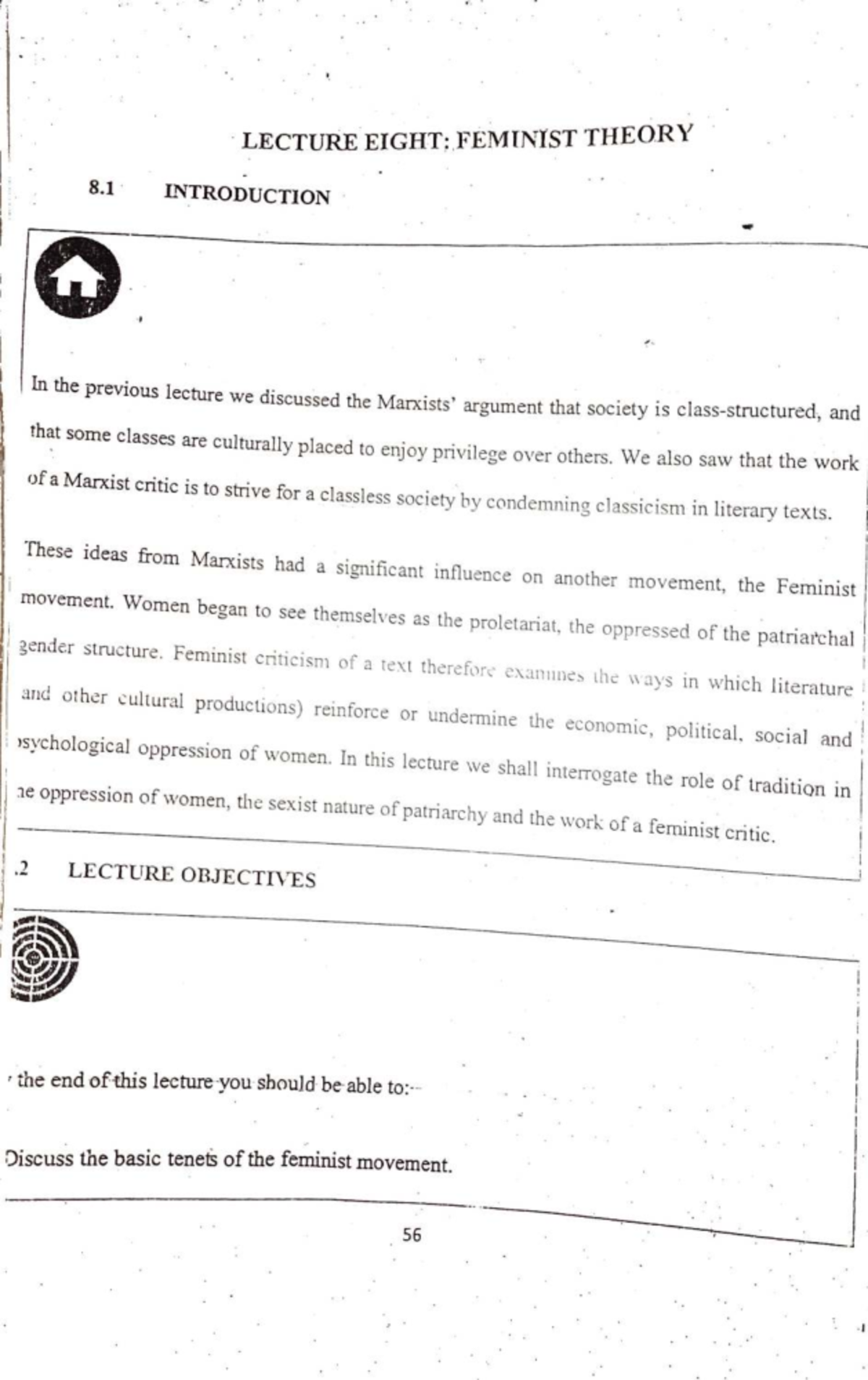 LECTURE 8: FEMINIST THEORY AND GENDER ISSUES IN LITERATURE - Studocu