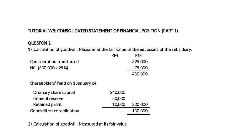 W5 Tutorial: Consolidated Statement of Financial Position (Part 1 ...