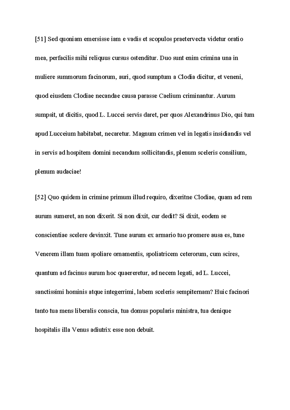 Cicero Pro Caelio: Oratio de Criminibus Clodiae et Caelii - Studocu