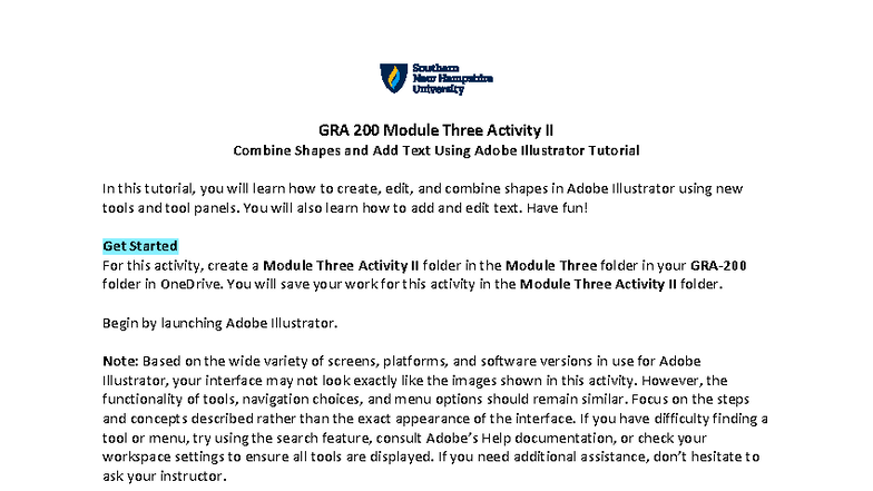 GRA 200 Module Three Activity II: Shapes & Text in Adobe Illustrator ...