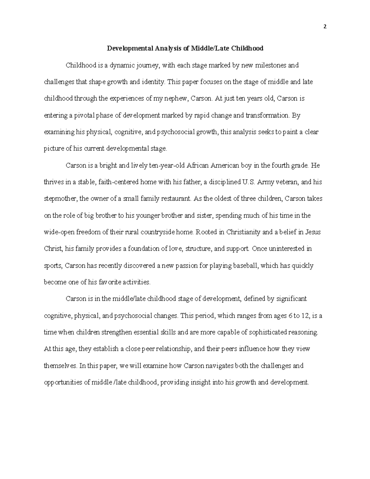 Growth & Development Analysis of Childhood: A Case Study of Carson ...