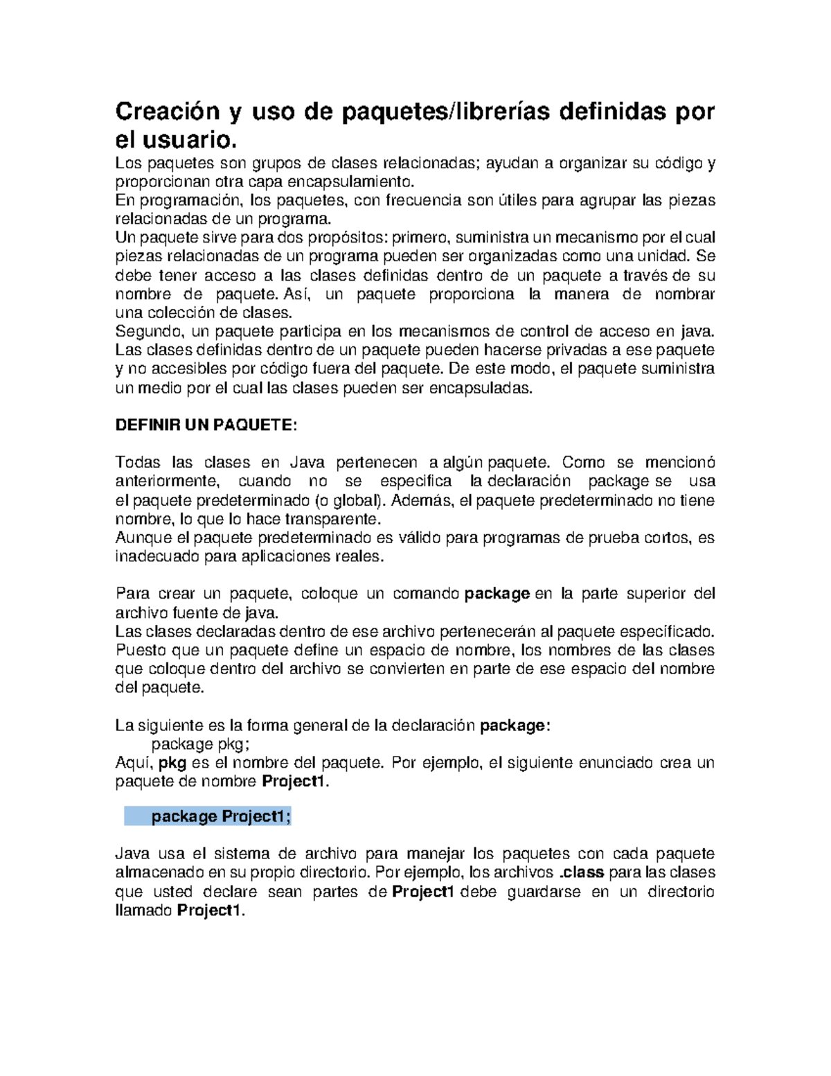 Creación y Uso de Paquetes en Java: Conceptos y Ejemplos - Studocu