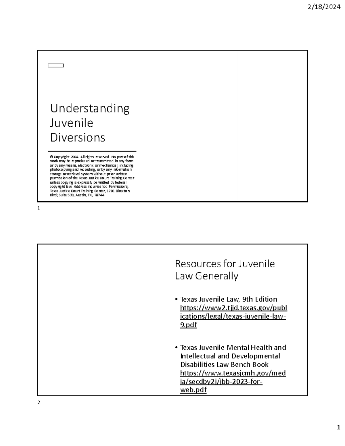Understanding Juvenile Diversions - PPT Handout (2024) - Studocu