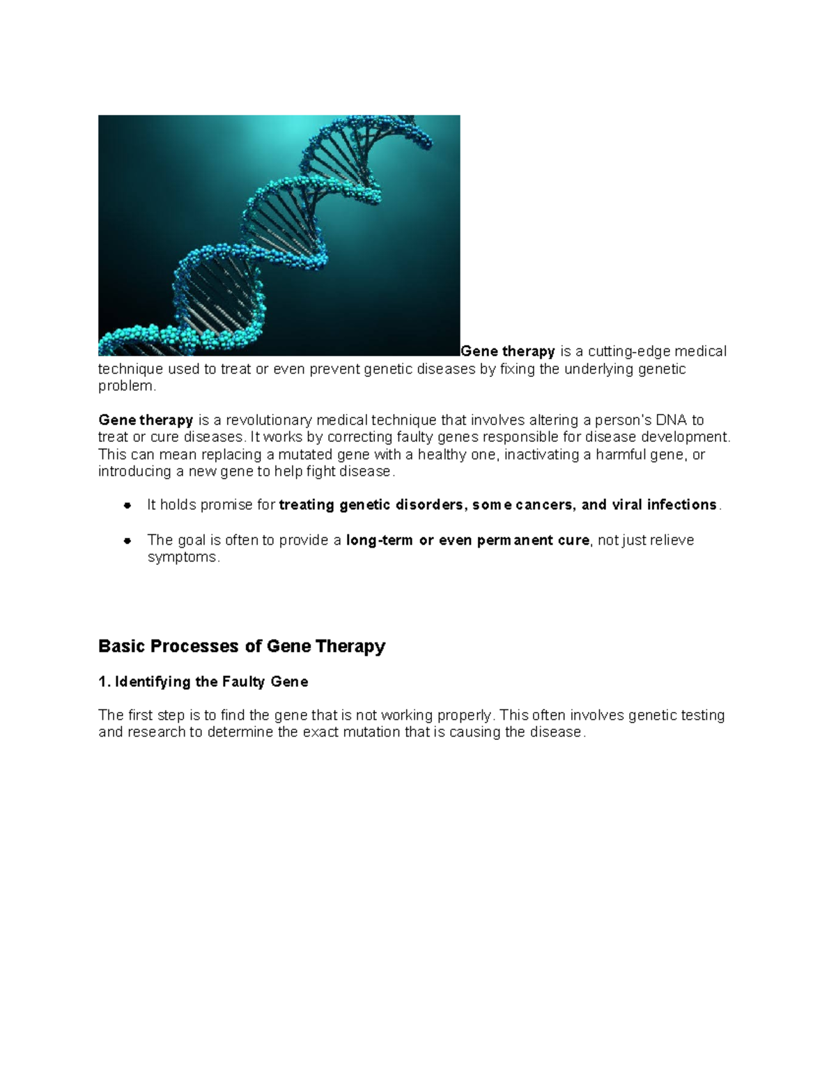 Gene Therapy: Lecture Notes on Genetic Techniques and Processes - Studocu