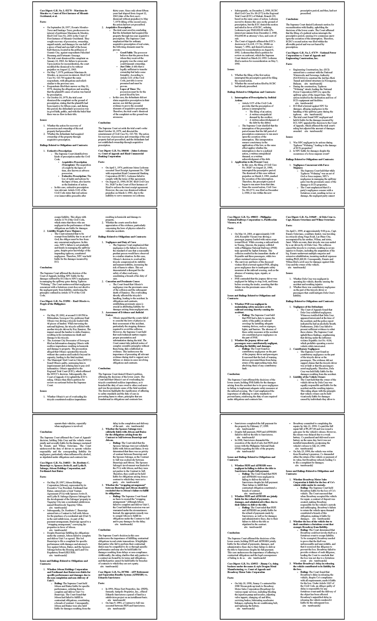 Batch 1 remaining case - Booklet - Case Digest: G. No. L-52278 ...