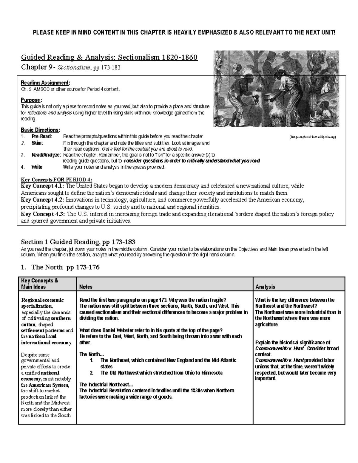 Chapter 9: Analyzing Sectionalism (pp. 173-183) - Guided Notes - Studocu