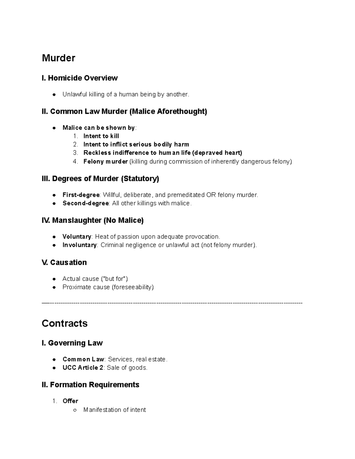 Murder I: Homicide Overview & Legal Principles Outline - Studocu