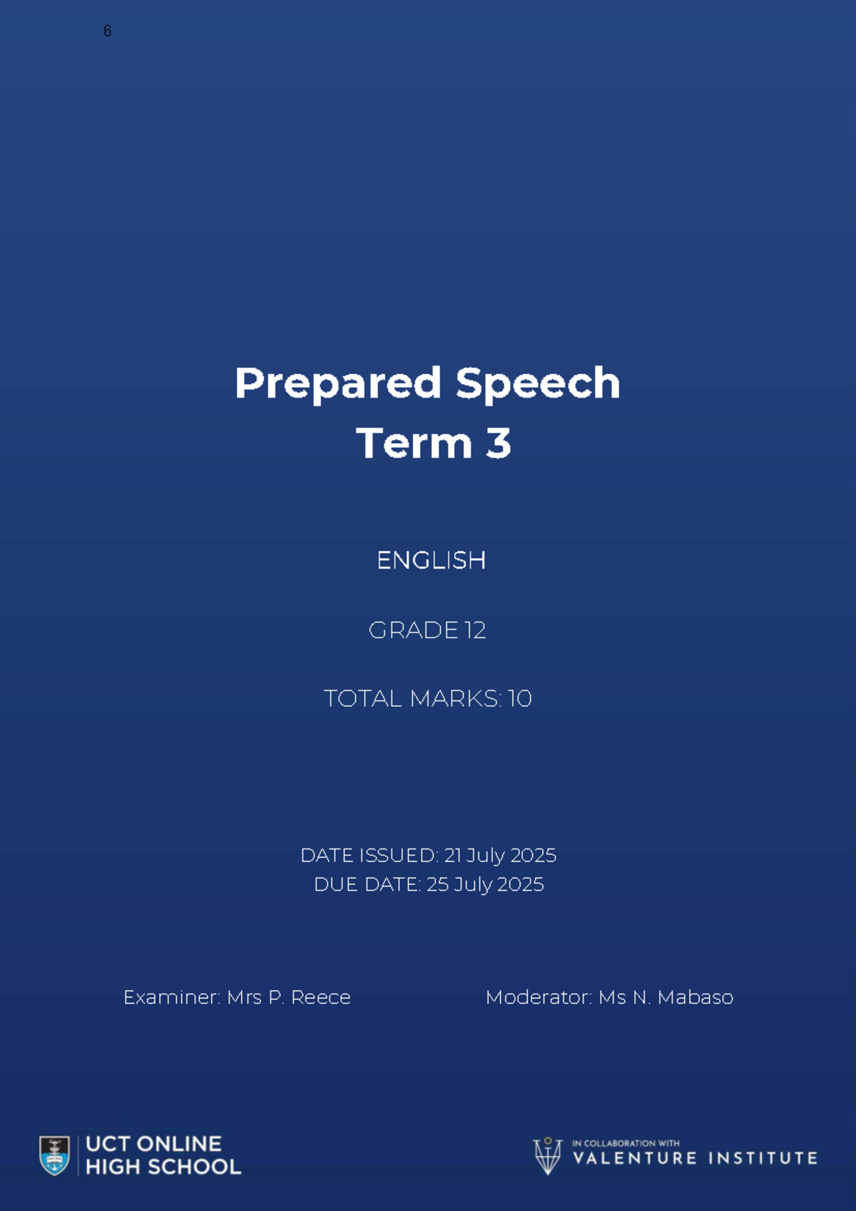 Prepared Speech Guidelines for Term 3 - ENGLISH GRADE 12 - Studocu