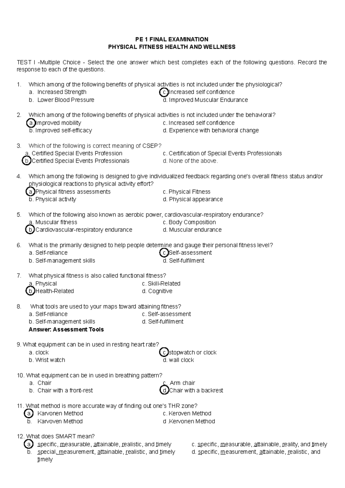 PE 1 Final Exam Reviewer: Key Concepts in Health & Fitness - Studocu