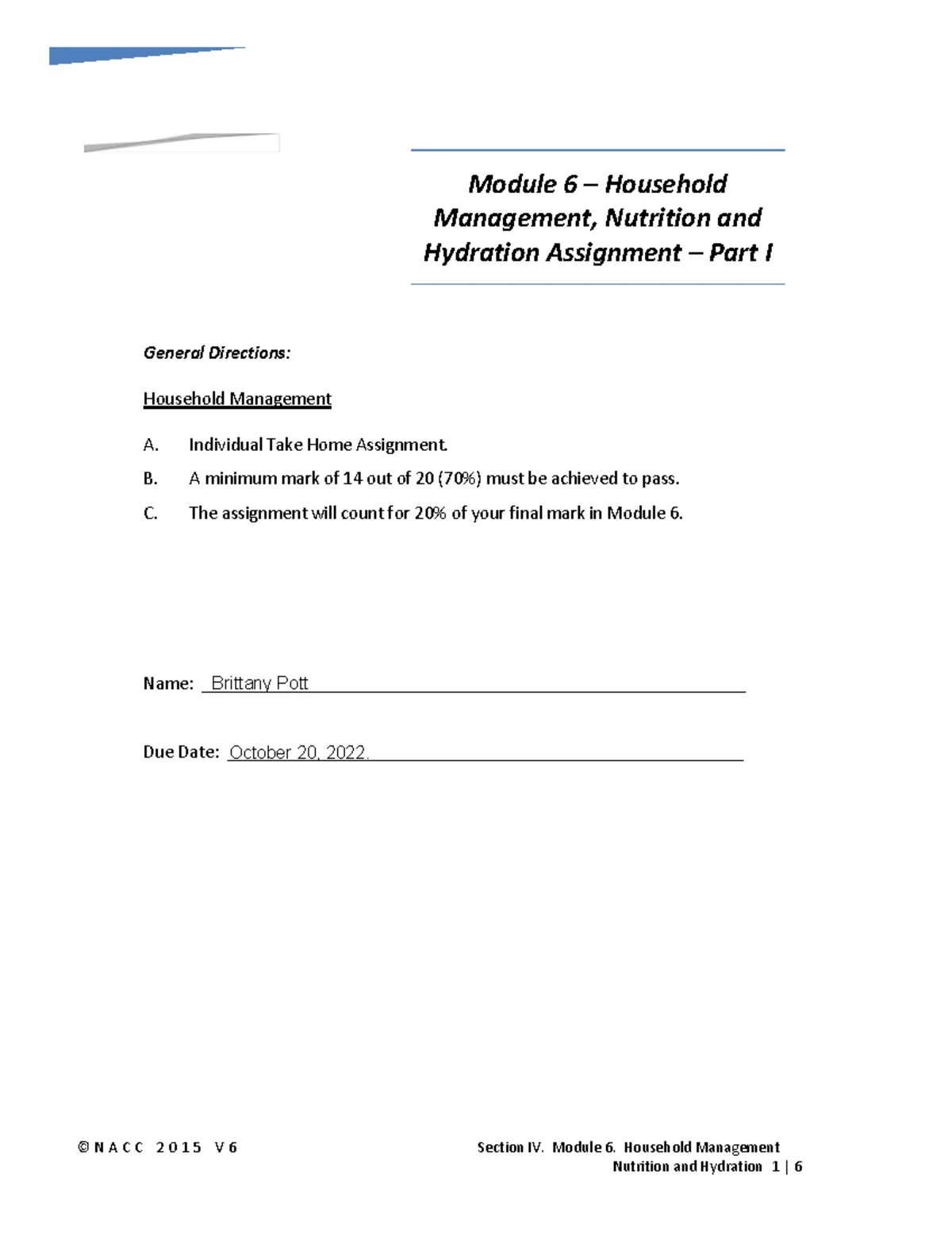 Module 6 Assignment Part 1: Household Management and Nutrition - Studocu Module 6 Assignment Part 1: Household Management and Nutrition - Studocu