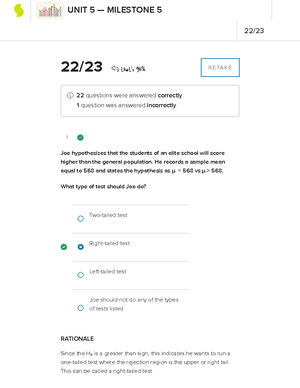 Introduction to Statistics - Unit 1 - Final Milestone Review - Studocu