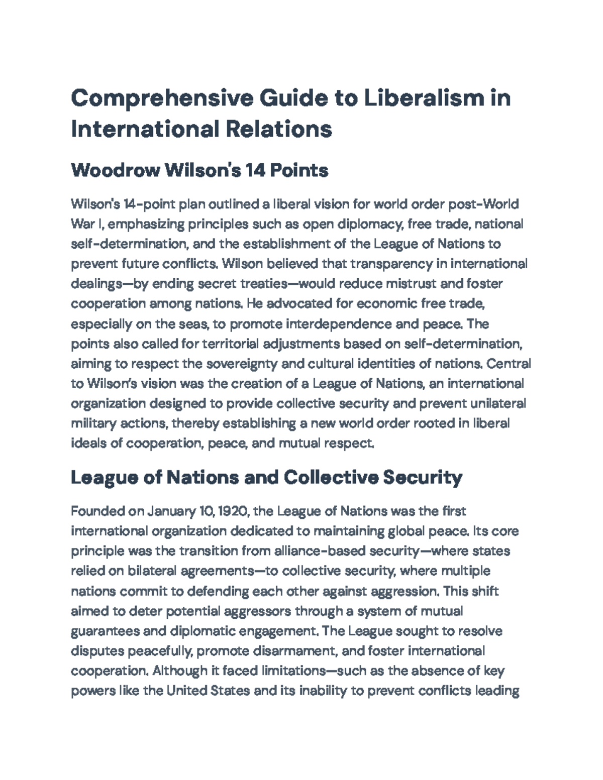 Comprehensive Liberalism in International Relations: Key Theories ...
