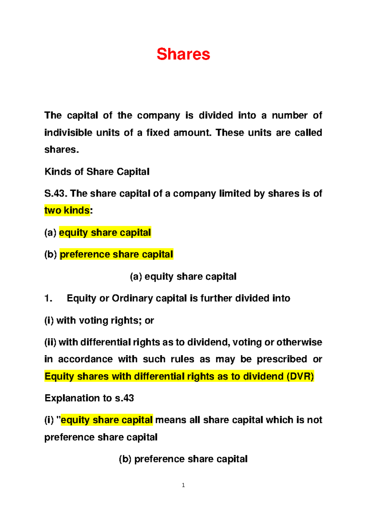 Types of Securities: An Overview of Shares and Debentures - Studocu